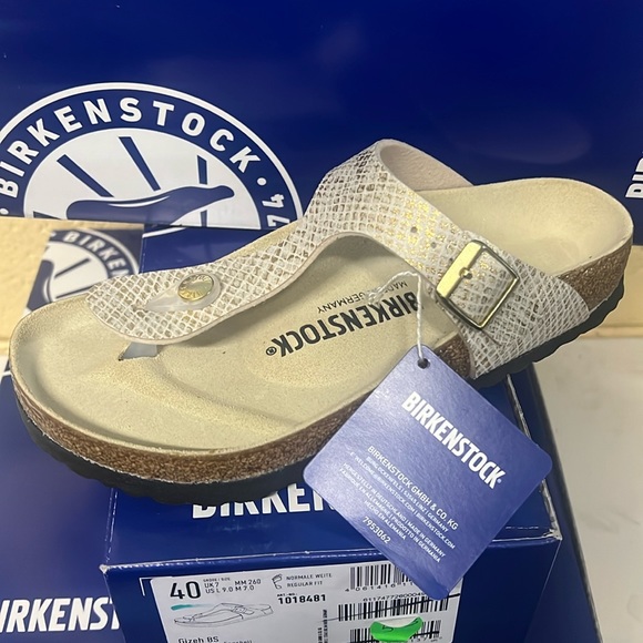 Birkenstock | Shoes | Birkenstock Gizeh Bs Color Shiny Python Eggshell ...
